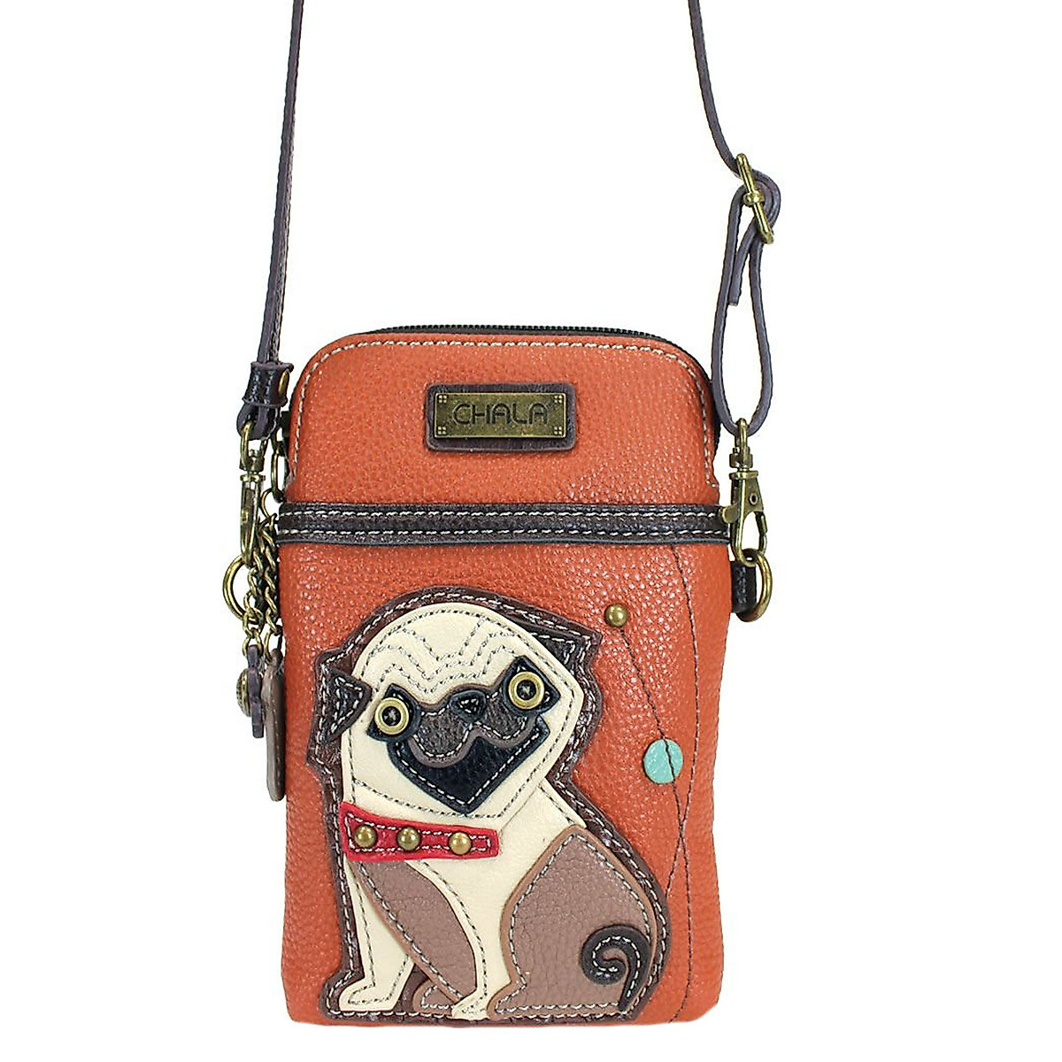 Chala Pug Cellphone Crossbody Handbag - Convertible Strap Pug Mom