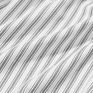 Cackleberry Home Alloy Gray and White Ticking Stripe Hanging Kitchen Dish Hand Towel Cotton with Button Accent, Set of 2