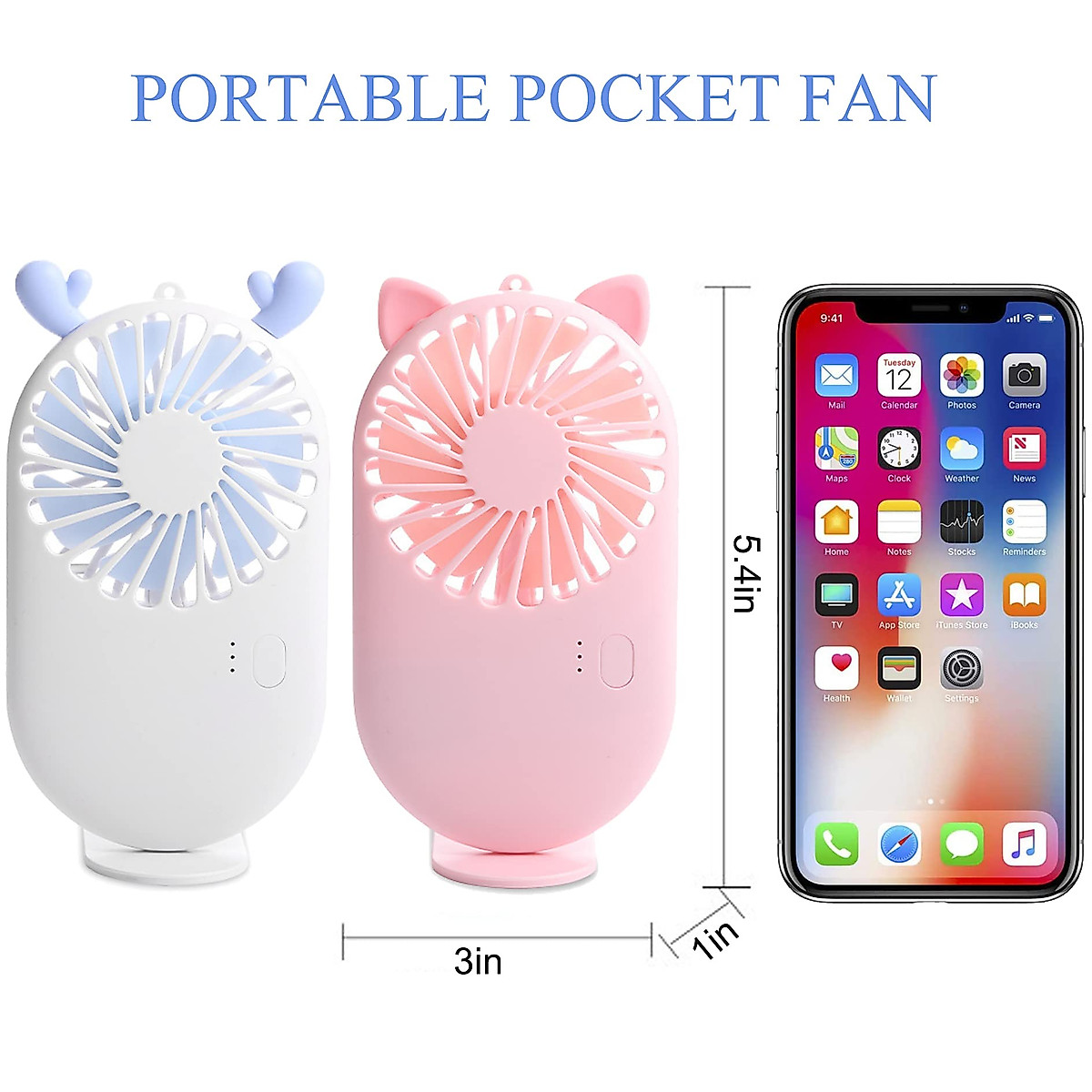 Aeergured Handheld Fan Mini Fan 4 Pack, Small Personal Portable Fan, USB Rechargeable Personal Fan Pocket Fan, 3 Speed Makeup Eyelash Fan for Women Men Outdoor Office