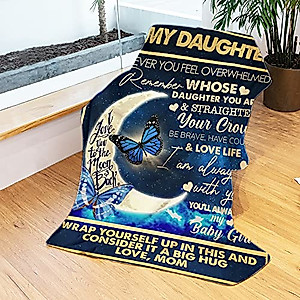 WOLMAZEN to My Daughter Blanket from Mom, Butterfly Blanket to My Daughter Blanket Gifts forBirthday Anniversary Christmas Wedding Graduation Gifts