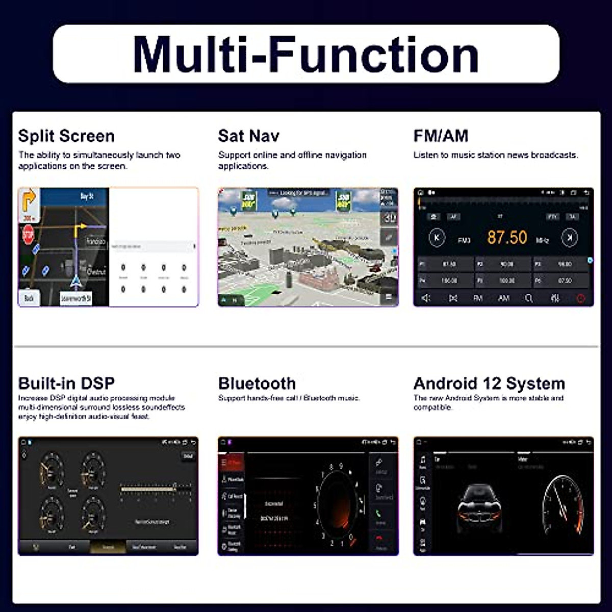 Android 12 Audio Stereo Car GPS Navigator for BMW 5 Series E60 with iDrive System 12.3 inch Blu-ray Touch Screen CarPlay (CIC System, Octa Core 8GB RAM 128GB ROM)