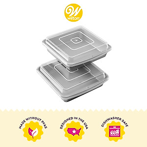 Wilton Recipe Right Non-Stick 9-Inch Square Baking Pan with Lid, Set of 2