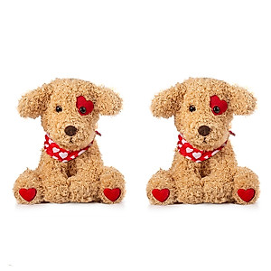GSUIVER 10" Valentine's Day Valentines Gift for Children Kids, Girlfriend, Boyfriend, Plush Stuffed Animal (2 Pack Puppy)
