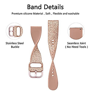 Meliya 4 Pack Watch Bands, 20mm 22mm Quick Release Soft Silicone Replacement Watch Strap for Women Men (20mm, Wine Red+Rose Gold+Shine Rose Gold+Violet Smoke)