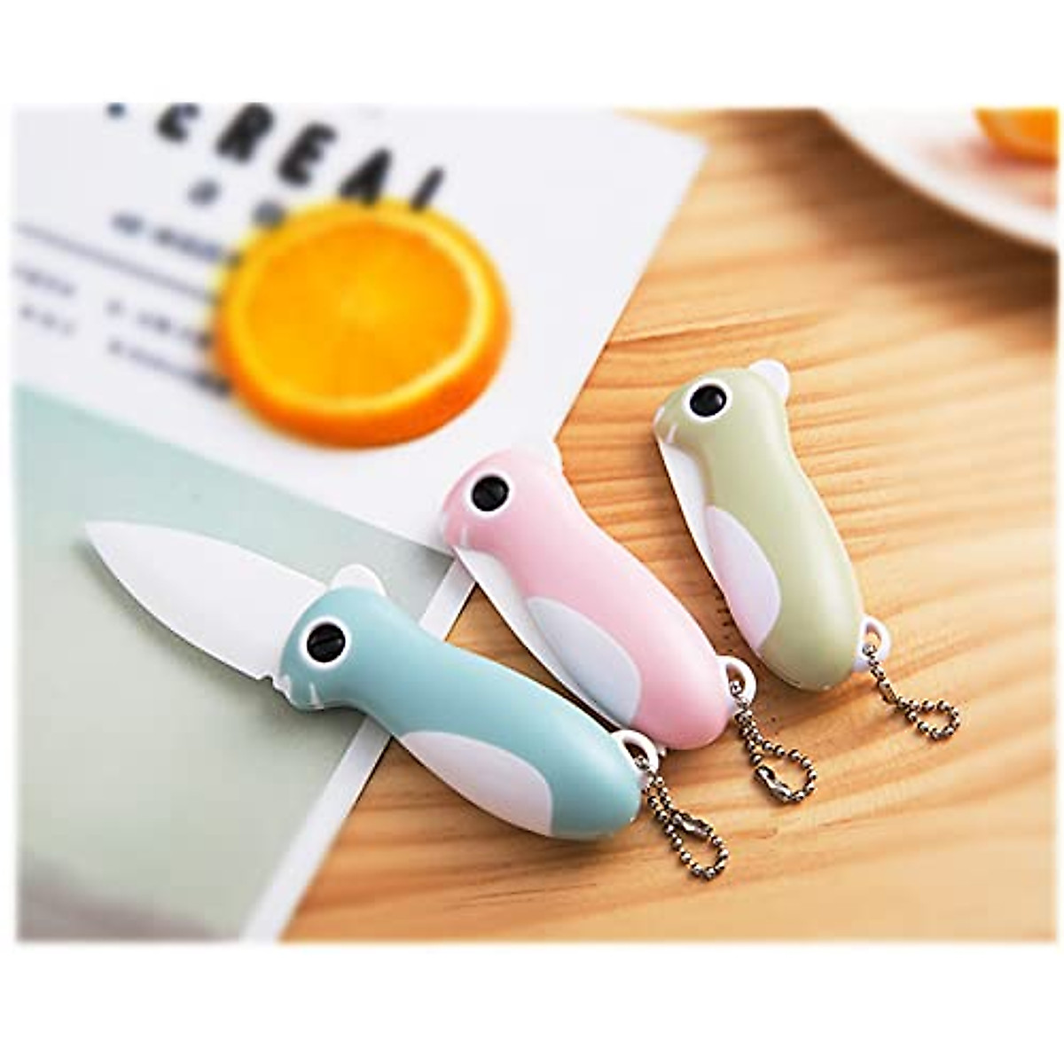 COLLMORE Ceramic Paring Knife - Small Folding Pocket Knife with 2.3in Sharp Blade - 1.3oz Mini Cute Portable Fruit Knife for Travel, Camping, Kitchen, Women, Men(Pink)