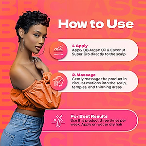 Bronner Bros Argan Oil & Coconut Super Gro - Hair Gel for Dry Itchy Scalp Treatment, Moisturizer, Reduces Dryness & Split-Ends - Made with Vitamin A, E, D, Sage, Argan Oil & Coconut Oil - 6 oz