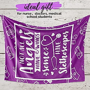InnoBeta Nurse Blanket, Warm Soft Fuzzy Blanket for Women, Nurse Gift for Female Nurse, RN, Retired Nurse on National Nurse Day, Nursing School Graduation Throw Blanket for Bed, Couch-Purple