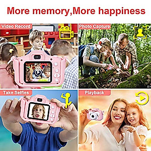 Phankey Kids Camera for Girls, 20MP 1080P Digital Camera for Kids with 32GB Card,Rechargeable, Soft Silicone Shockproof Case, Great Gift for Kids, Pink (Pink-b)