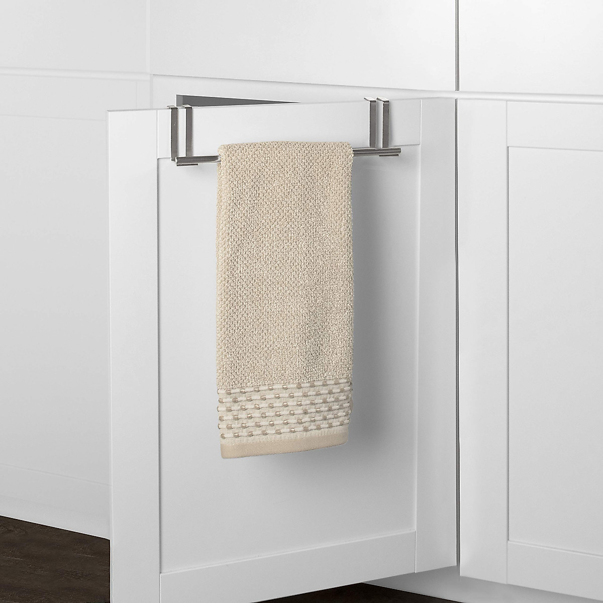 Spectrum Diversified Door Bar No-Installation Kitchen, Cabinet Rack With Padded Brackets, Bathroom Towel Stand, Brushed Nickel