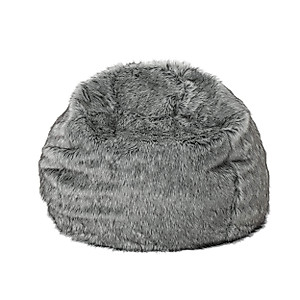 Christopher Knight Home Laraine Furry Glam Dark Light Grey Streak Faux Fur 3 Ft. Bean Bag, Small