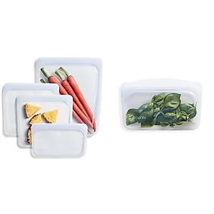 Stasher Reusable Silicone Storage Bags (4-Pack) + Snack Bag