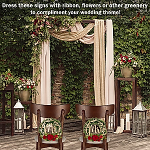 Forever Craft Bride and Groom Chair Signs - Mr and Mrs Sign, Mr and Mrs Chair Signs, Bride Chair Decor, Groom and Bride Chair Sign, Wedding Signs
