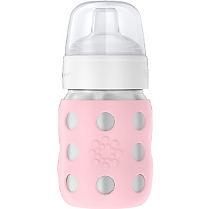 Lifefactory 8-Ounce Stainless-Steel Vacuum-Insulated Wide-Neck Baby Bottle with Sippy Nipple, Desert Rose (LS2251WDR4)