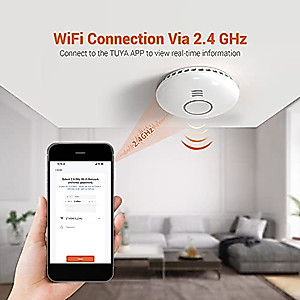 Jemay Smart Smoke Detector Receive Alerts with App, Wireless Wi-Fi Smoke Alarm with Self-Check Function, Fire Alarm with Photoelectric Sensor, Replaceable Lithium Battery & Silence Button