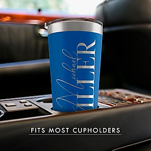 Personalized Tumbler with Engraved Name - 12 Designs, 20 Oz Coffee Tumbler with Slider Lid, Sky Blue, Double Wall Insulated - Custom Gifts for Women