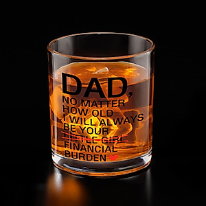 DAZLUTE Funny Whiskey Glass Gifts for Dad, Father’s Day Gifts Birthday Present Christmas Gifts for Dad Father Papa Daddy, Father Gifts Dad Gifts from Daughter, 10Oz Old Fashioned Glass