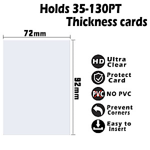 Trading Card Sleeves,Top Loaders Card Protection for Baseball Cards, Matte Card Sleeves Fit for Yugioh,Football,Magic,Sports Cards (Transparent, 72 * 92mm)