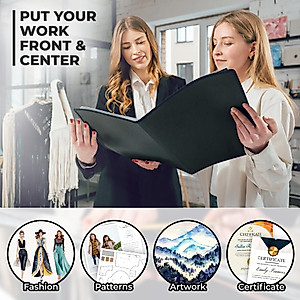 Dunwell Art Portfolio 9x12 Folder - (Black), Portfolio Folder for Artwork, Presentation Book with 9 x 12" Sheet Protectors, 24 Pockets Display 48 Pages, Binder for Kids Art, Drawing Binder