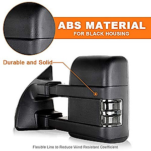 ROADFAR Towing Mirror Fits for 2003-2007 for Ford for F250/for F350/for F450/for F550 Super Duty 2003 2004 2005 for Ford for Excursion Tow Mirror Left Side Power Heated Turn Signal Light Black