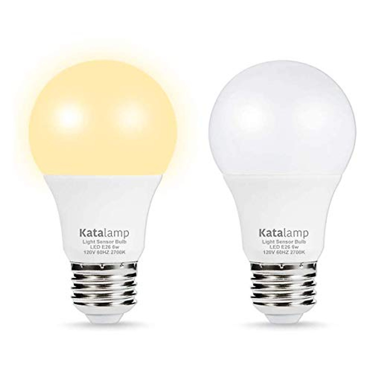 Dusk to Dawn Light Bulb Outdoor - 2 Pack LED Sensor Light Bulb Automatic Light Sensing, 6W 40 Watt Equivalent Warm White 2700K Standard Base, Indoor Outdoor Porch Patio Front Door Yard Lighting