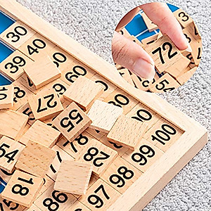 MERRYHEART Wooden Montessori Math Hundred Board, Counting to 100 for Kindergarten, 1-100 Number Board for Toddlers, Counting Toy for Math, Montessori Math Game Board with Storage Bag