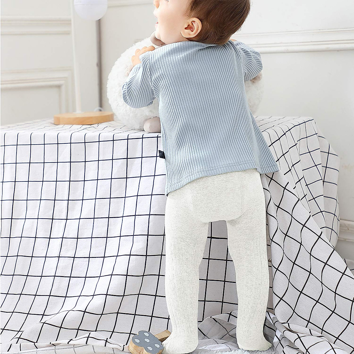 Century Star Baby Tights For Girls Soft Cotton Infant Leggings Toddler Solid Knit Socks Warm Stockings Newborn Pants White 0-6 Month