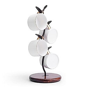 YIWANFW Mug Holder,Coffee Mug Holder Countertop Mug Tree Holder Attractive Design 16-inch Wooden Base Mug Holder Stands for Counter