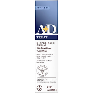A+D Zinc Oxide Diaper Rash Treatment Cream, Dimenthicone 1%, Zinc Oxide 10%, Easy Spreading Baby Skin Care, 1.5 Ounce Tube, (Packaging May Vary)