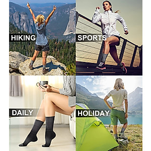 FITRELL 4 Pack Women's Merino Wool Hiking Socks Wicking Cushioned Warm Thermal Walking Boot Crew Socks, Christmas Gifts, Purple+Pink, Medium, for Shoe Size 8.5-11