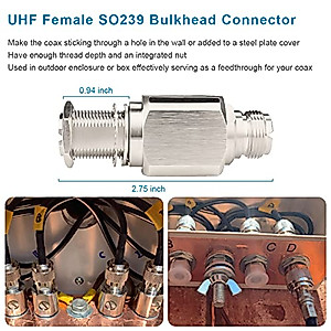 XRDS-RF UHF Coaxial Lightning Arrestor SO239 Socket Bulkhead UHF Female to Female Coaxial Connector for CB Ham Two-Way Radio Base Antennas