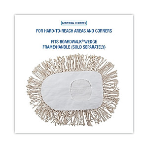 Boardwalk BWK1491 17.5 in. x 13.5 in. Cotton Wedge Dust Mop Head - White