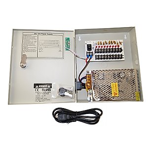 EVERTECH 8 Channel 9 Port Power Box Security Camera 12V DC 5A Ampere CCTV DVR Power Supply Switch Box Key Locked