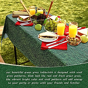 Disposable Green Grass Field Plastic Tablecloth Grass Print Table Covers 54 x 108 Inches Football Baseball Party Table Decor for Sports Theme Parties Decorations and Supplies(3 Piece)
