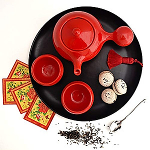 Maia Ming Designs | EVA Serving Platter | Black Matte Stoneware | Modern Tea Tray with Ergonomic Rim | Inspired by Eva Zeisel | Design Award