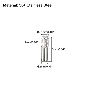 Tool parts 2x6mm 304 Stainless Steel Dowel Pins - 5Pcs Knurled Head Flat End Dowel Pin