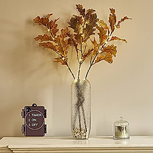 LITBLOOM Lighted Autumn Oak Branches with Timer 25IN 24L LED, Fall Tree Branches Lights Battery Operated for Harvest Thanksgiving Halloween Christmas Holiday Decoration Indoor Outdoor