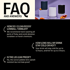 Fellow 10 oz Rocky Lowball Tumbler - Insulated Stainless Steel Whiskey and Cocktail Tumbler with Ceramic Interior and Swivel Pebble Lid (Stone Blue)