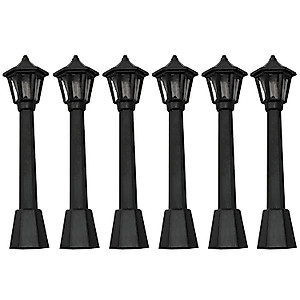 LQ Industrial Mini Lamppost 6PCS Miniature Railway Train Lamp Post Lights Street Light Model for Doll House Micro Landscape Fairy Garden