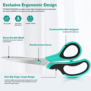 Scissors All Purpose, Huhuhero Premium 8.7" Titanium Super Sharp Scissors Heavy Duty Shears, Soft Comfort-Grip Scissors for Office School Home Craft Supplies, Right/Left Handed Scissors, 3-Pack