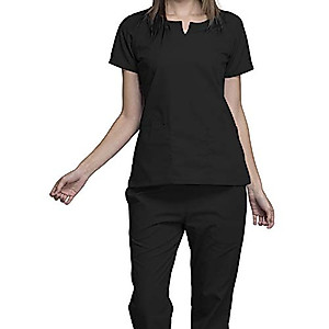 Cherokee Women Scrubs Top Workwear Originals Round Neck 4824, M, Black
