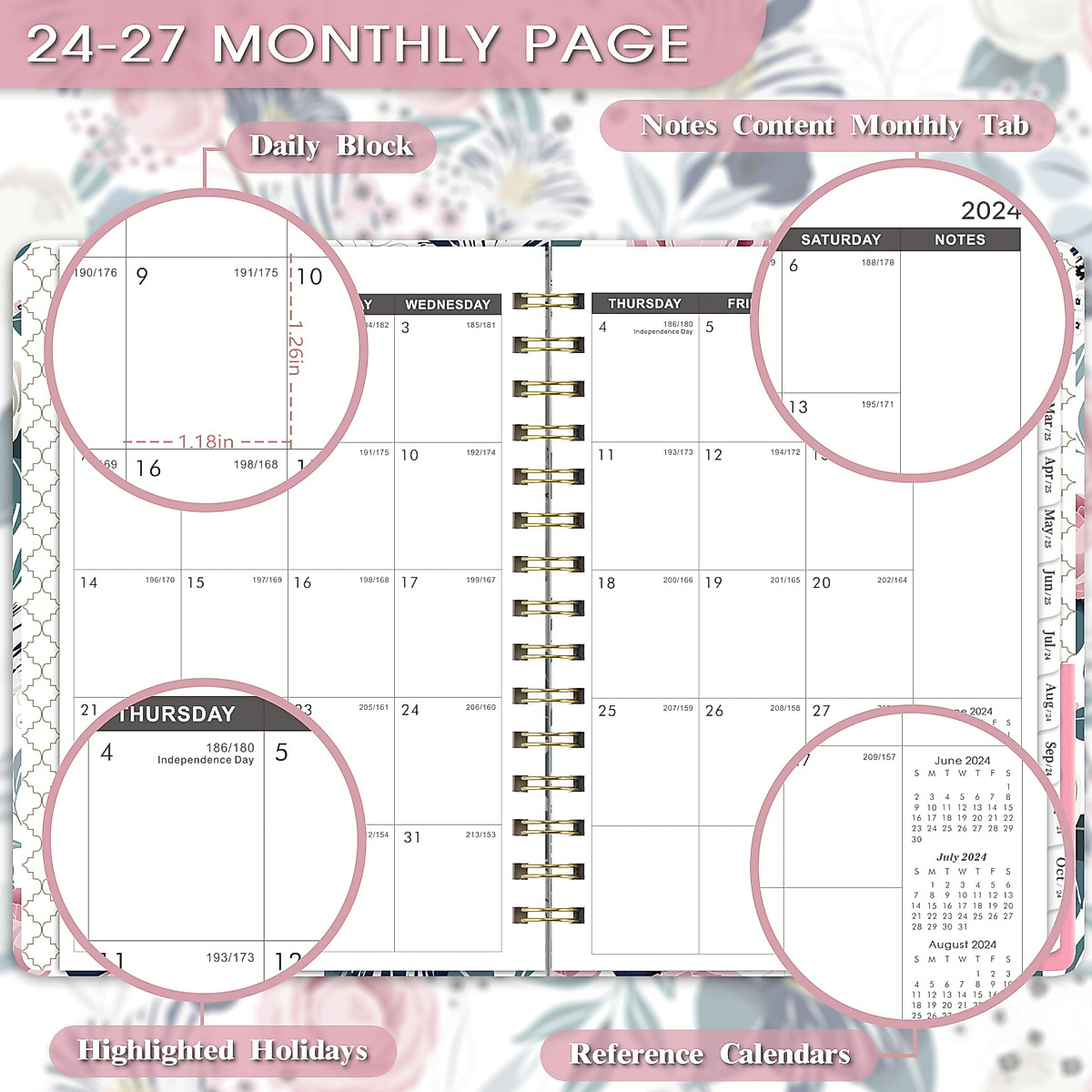 2024-2027 Monthly Planner/Monthly Calendar - 3 Year Monthly Planner 2024-2027, JUL 2024 - DEC 2027, 6.3" x 8.4", 36 Monthly Planner, 3 Year Planner