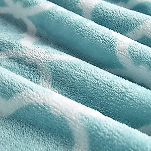 Madison Park Ogee Lightweight Throw Blanket Premium Microlight Design Spread, Oversize, Ultra Soft, Cozy Living Room Couch, Sofa, Bed, 60"x70" Aqua Plush Throw