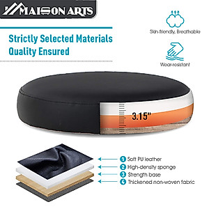 MAISON ARTS Office Desk Chair Swivel Adjustable Rolling Stool with Wheels Armless Drafting Task Chair with Back for Home Office Bar Kitchen Shop Salon Spa Massage Medical, 300LBS Bear Capacity, Black