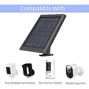 Ring Camera Solar Panel Charger,5W Solar Panels for Ring Stick Up Cam/Ring Spotlight Cam Battery/Spotlight Cam Plus/Spotlight Cam Pro/Outdoor Wireless Security Camera (1, Black)