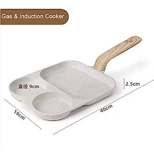 3-in-Divided Frying Pan for Cooking – sarten 3 en 1 antiadherente, Square Egg Pan, One Egg Frying Pan, Section Skillet, 3 in 1 pan for cooking