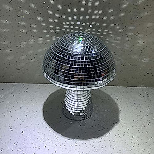 Mxkoso Mushroom Disco Ball for bar, Party, Room, Table Decor - Mirror Disco Ball Mushroom Shape Home Art Decorations (Silver 4 inch)