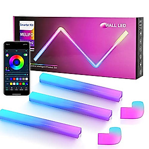 MELIFO Glide FRGBIC Wall Lights,Music Wall Lights Works with Bluetooth and App,Smart FRGBIC Wall Sconces for Bedroom,Music Wall Lights,Strip Lights for Party,Karaoke (3Pcs+2Corners)