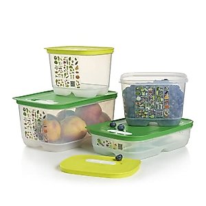 Tupperware Brand FridgeSmart Starter Set - 4 Containers to Store & Extend Shelf Life of Produce + Lids - Dishwasher Safe & BPA Free