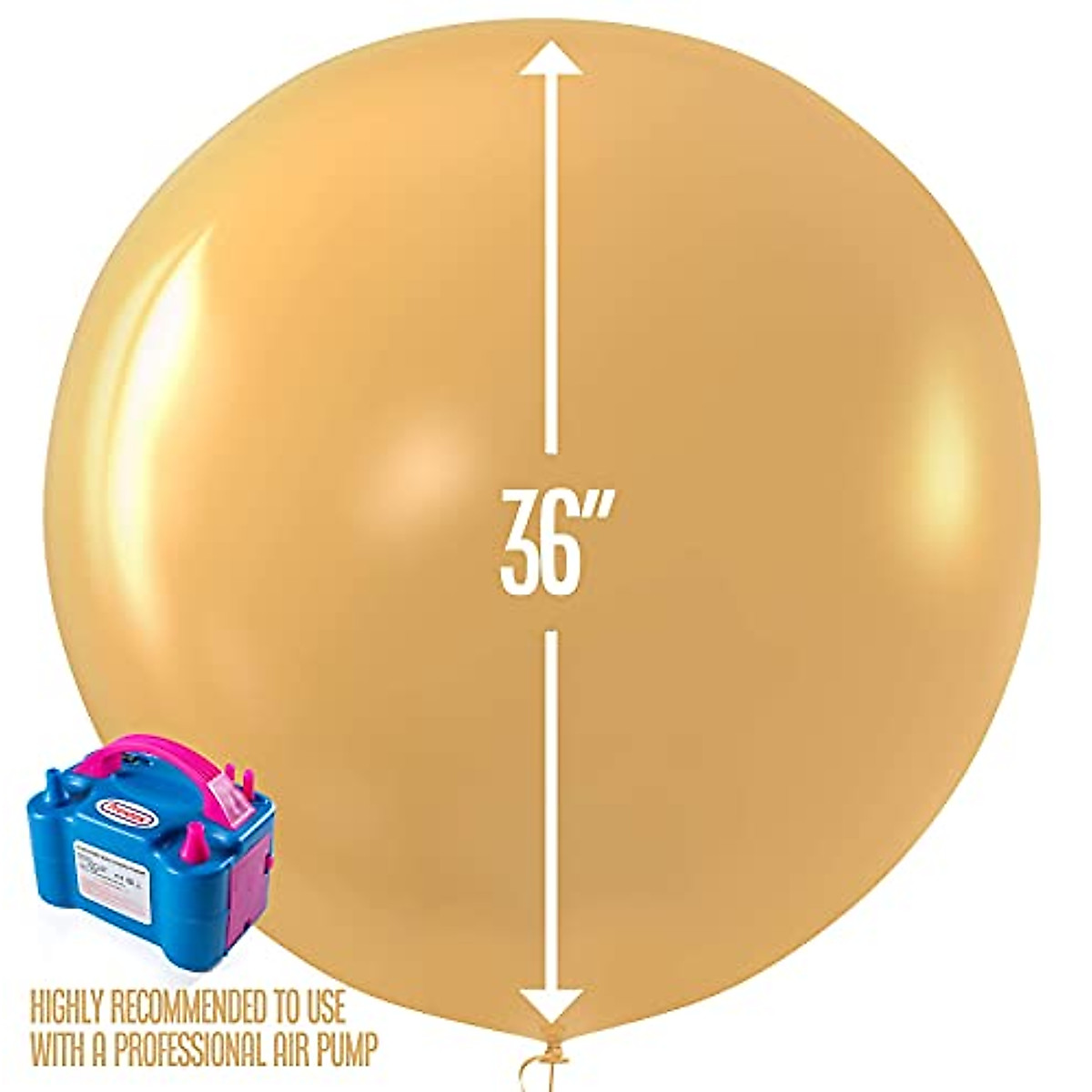 Prextex Gold Giant Balloons - 8 Jumbo 36 Inch Gold Balloons for Photo Shoot, Wedding, Baby Shower, Birthday Party and Event Decoration - Strong Latex Big Round Balloons - Helium Quality