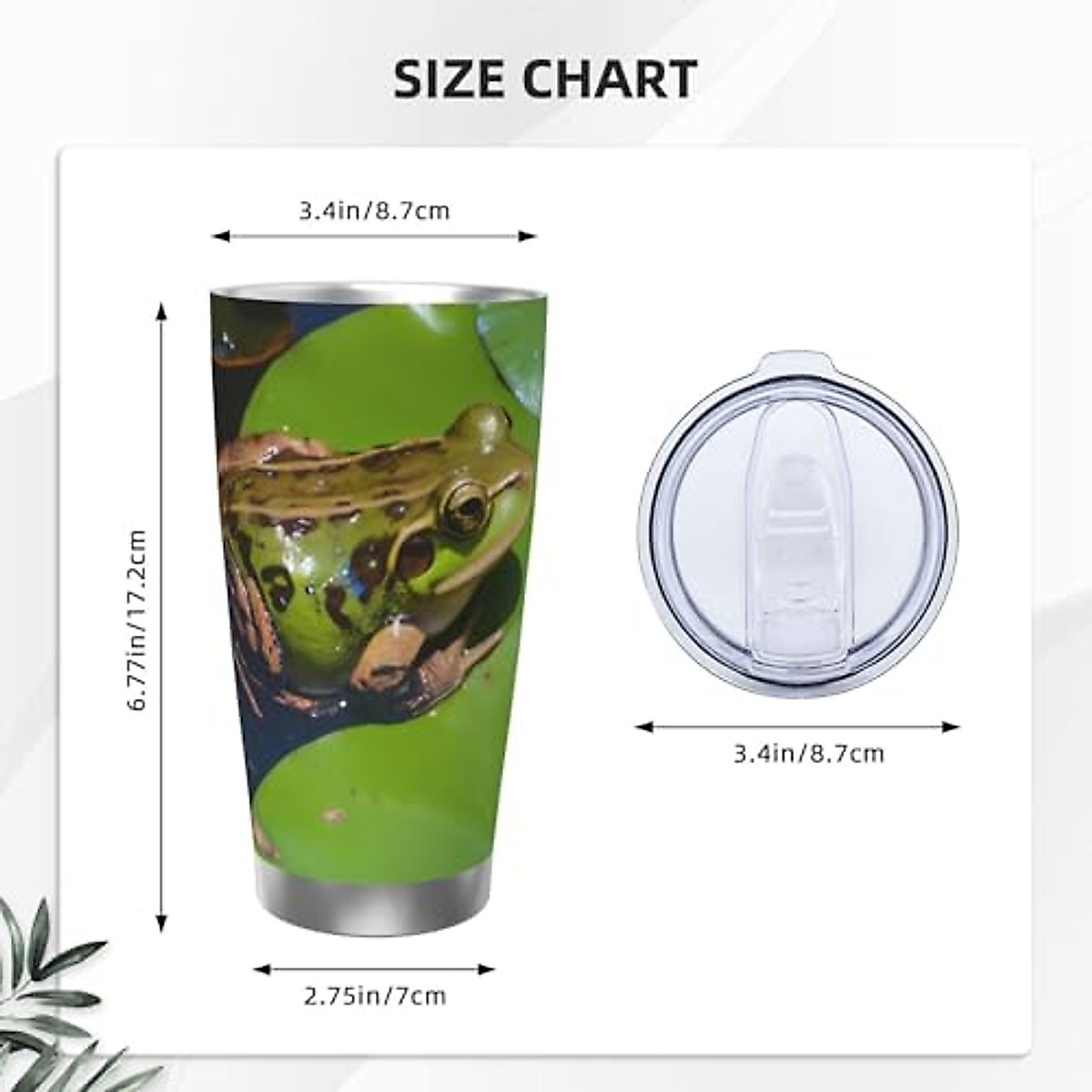 jshmgchw 3d Peace Tree Frog 20oz Tumbler, Car Cup With Lid And Straw, Spill-Proof, Stainless Steel Double Wall Vacuum Insulated Reusable Coffee Travel Mug, For Cold Drinks, Hot Beverage